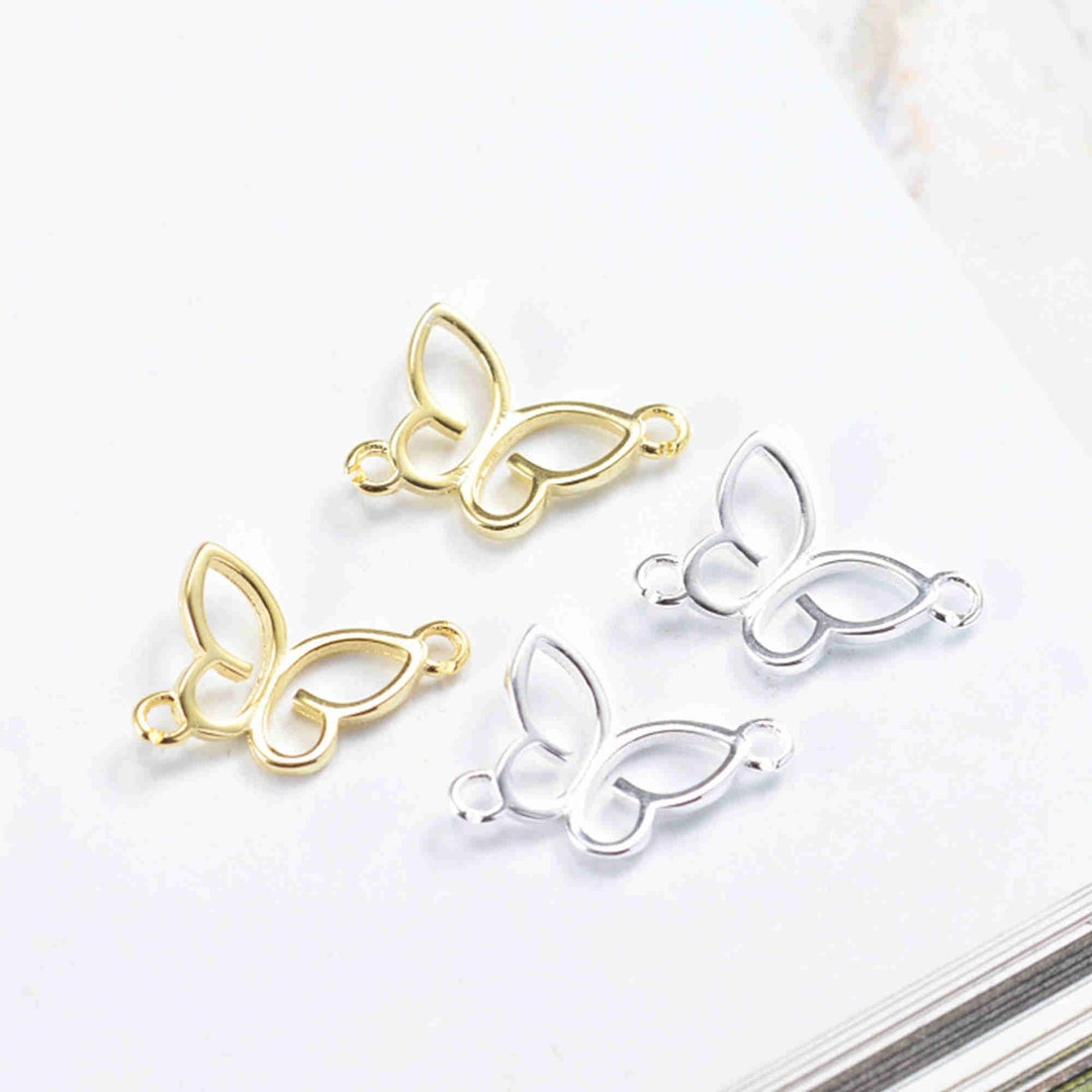 Sterling Silver Butterfly Links, S925 Silver Butterfly Connector Charms ...