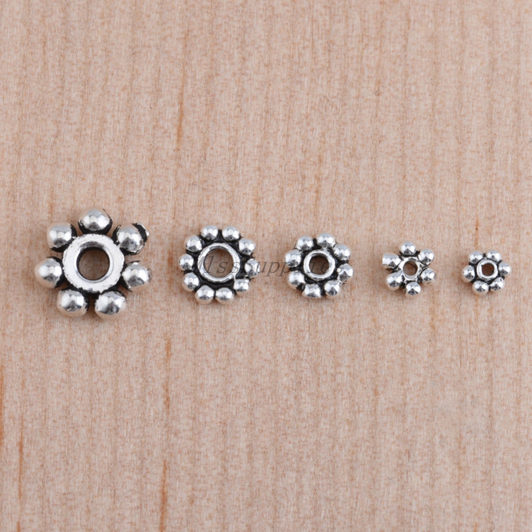 Sterling Silver Gear Beads, Daisy Bead, Tribal Bead, Ethnic Bead ...