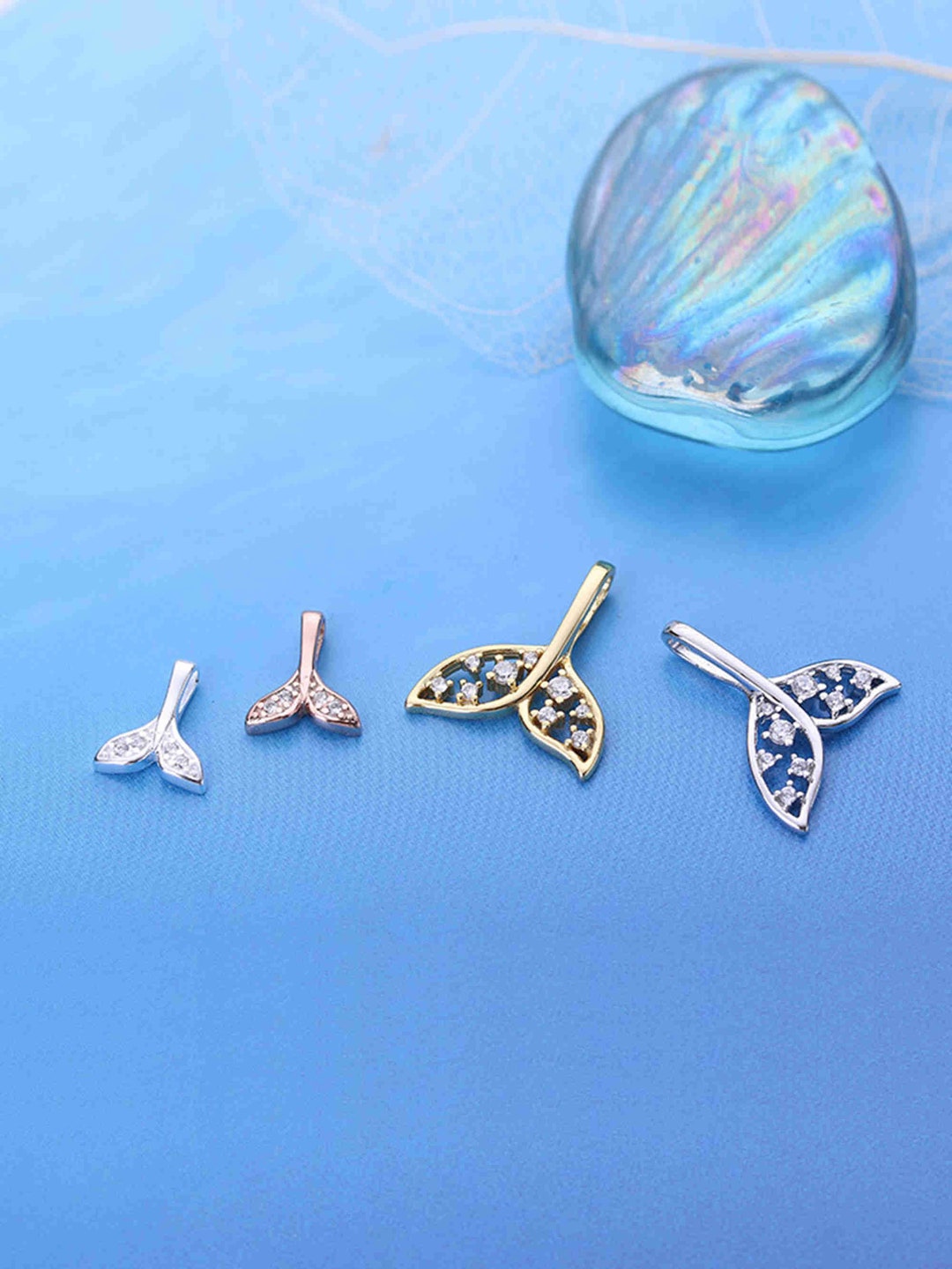 Sterling Silver Whale Tail Charm Pendant, Dolphin Tail Bracelet ...