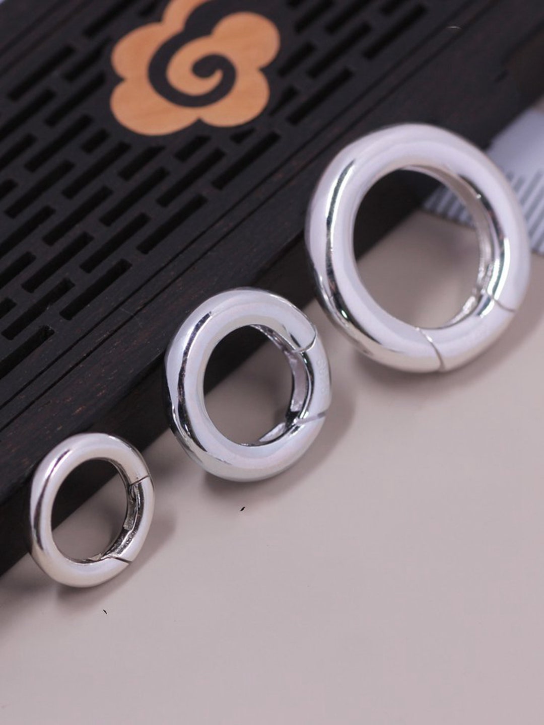 Sterling Silver Circle Clasp, S925 Silver Spring Round Pearl Clasp for ...