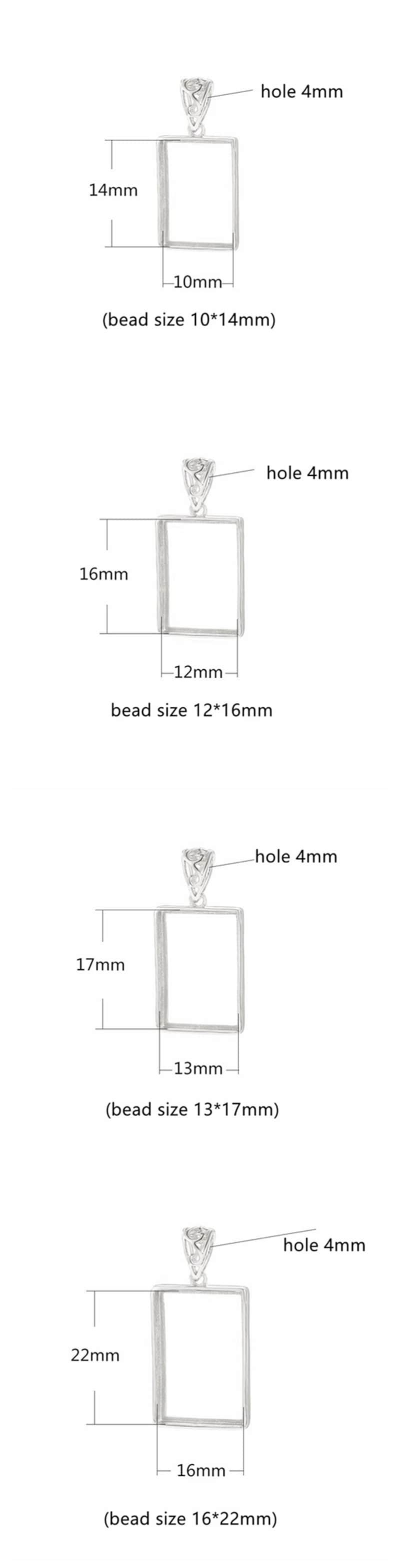 Sterling Silver Rectangle Bezel Pendant Setting, Cabochon Settings ...
