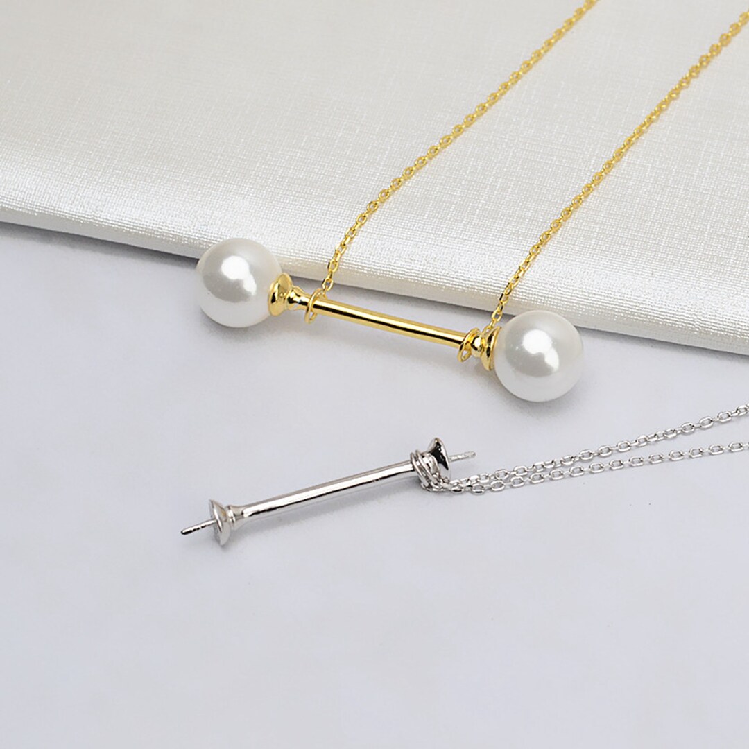 Sterling Silver Dumbbell Pendant Setting, S925 Silver Dumbbell Pendant ...