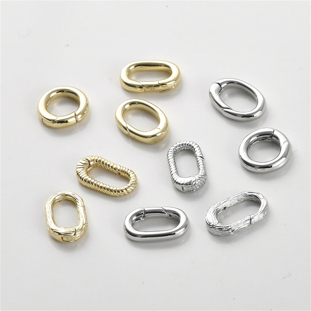 14K Gold Plated Oval Push Gate Clasp,gold Tone Oval Twist Clasp,round ...