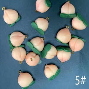 Polymer Clay Peach Charm Pendant, Fruit Bracelet, Food Necklace, Sweet ...