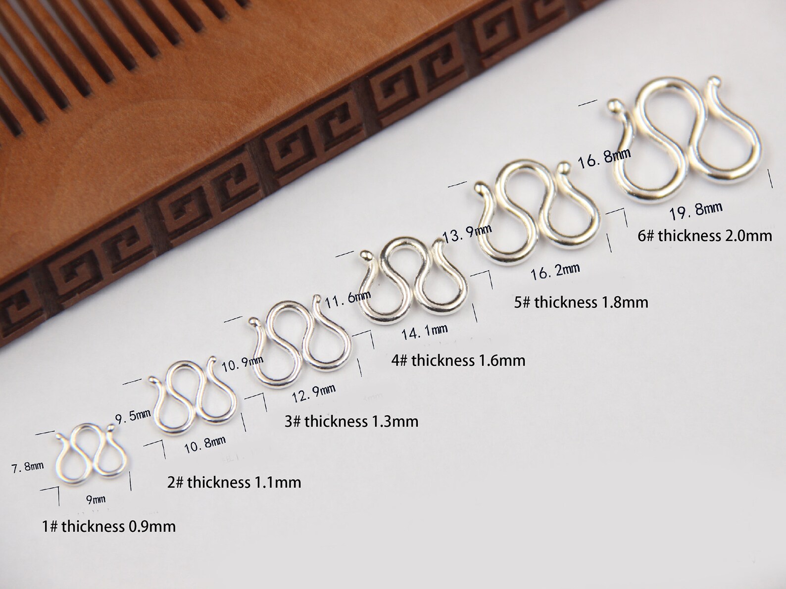 10pcs Sterling Silver W Clasps S999 Silver Hook Clasp for - Etsy