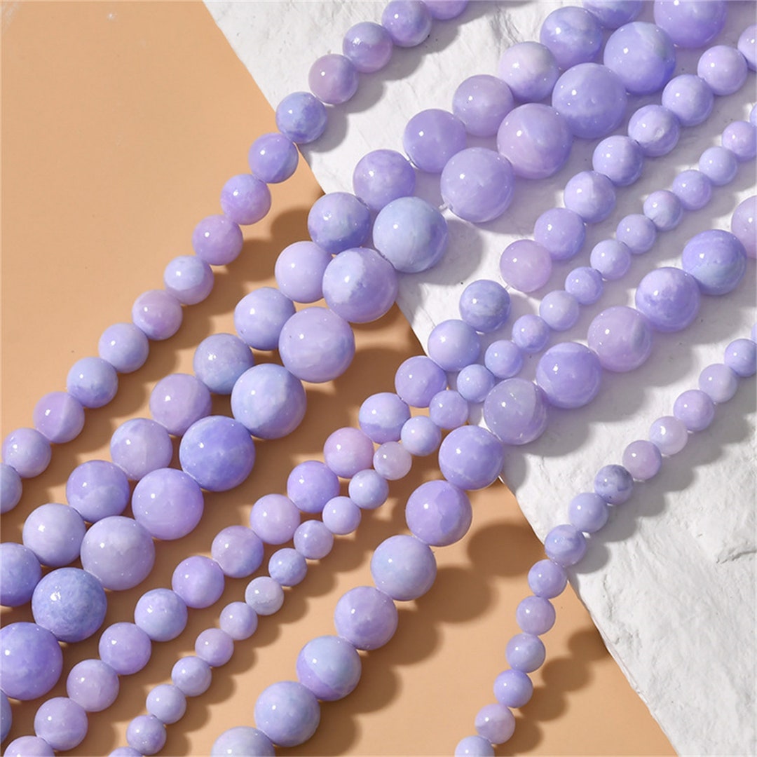 Purple Jade Smooth Round Beads Full Strands, Purple Jade Gemstone Beads ...