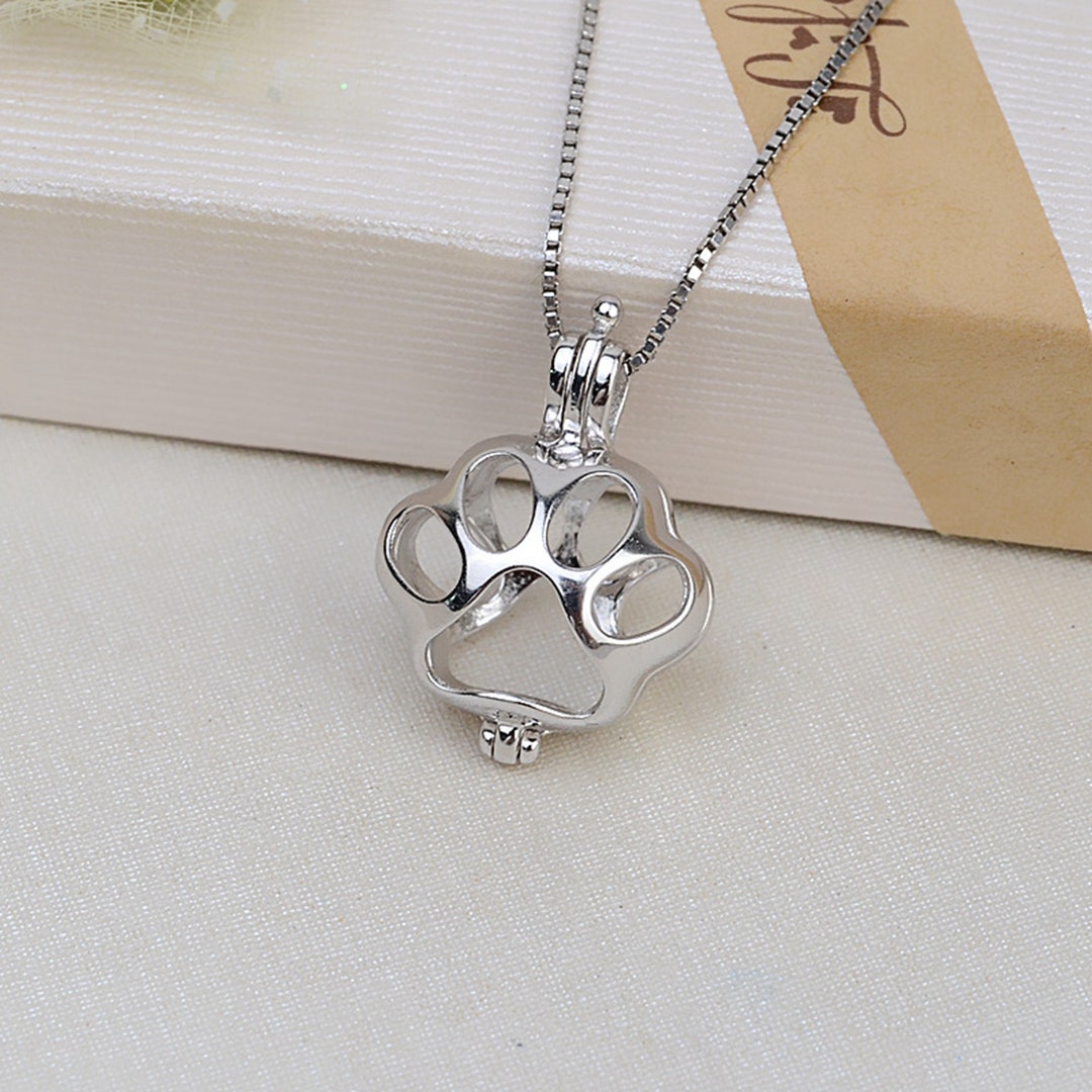 Sterling Silver Paw Pendant Setting, S925 Silver Pearl Cage Pendant ...
