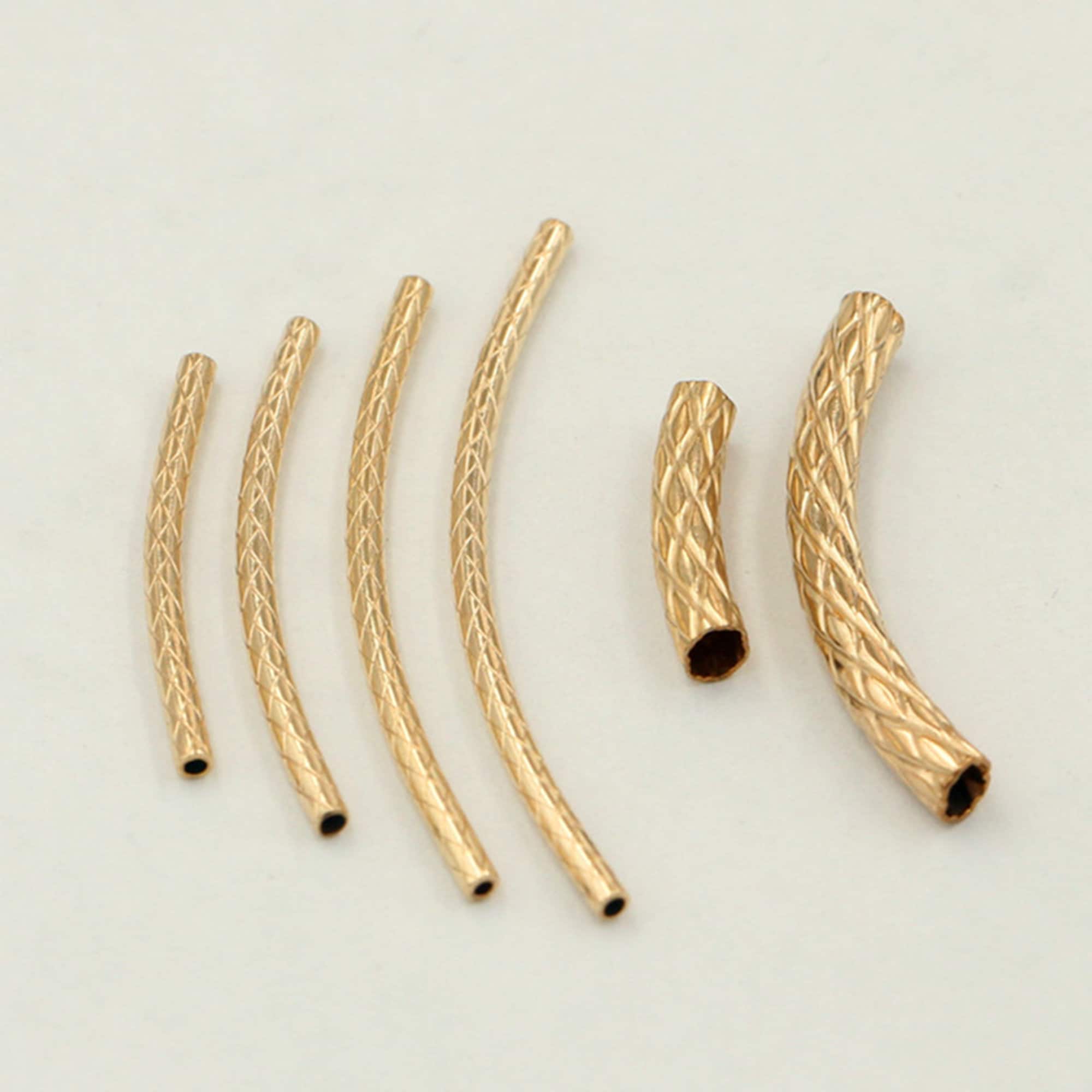 14K Gold Filled Quilted Curve Tubes Gold Filled Curve Tube - Etsy