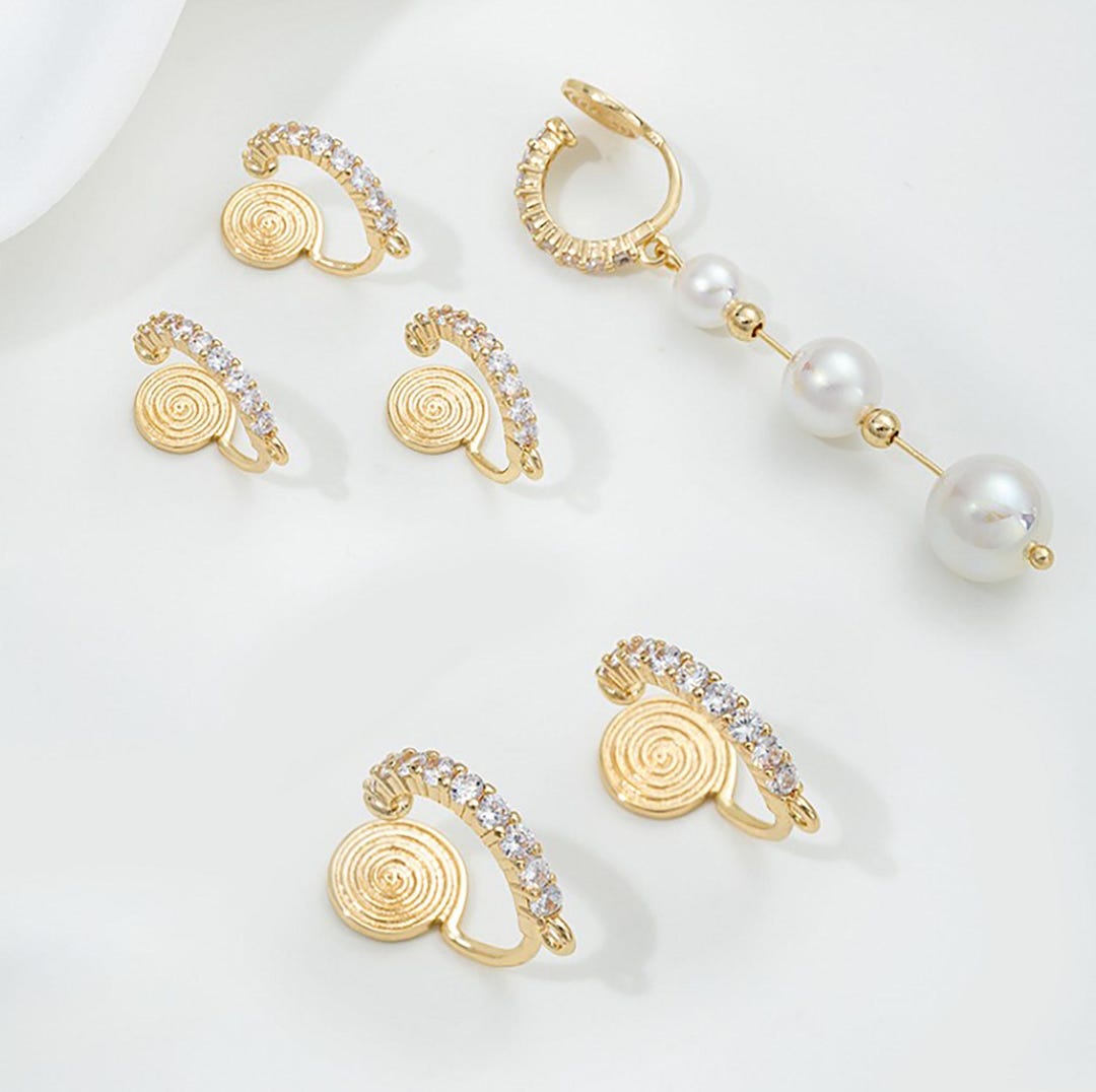 14K Gold Plated CZ Swirl Spiral Ear Clip, Non Piercing Ear Cuff, Ear ...