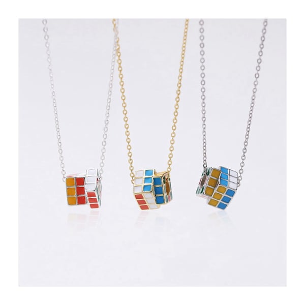 Gold Cube Necklace - Etsy