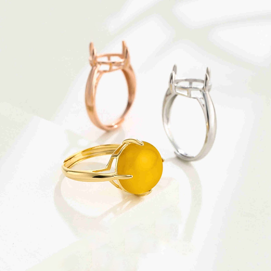 Sterling Silver Ring Setting, S925 Silver Round Bezel Cup Setting ...