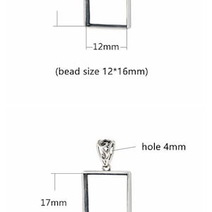 Sterling Silver Rectangle Bezel Pendant Setting, Cabochon Settings ...