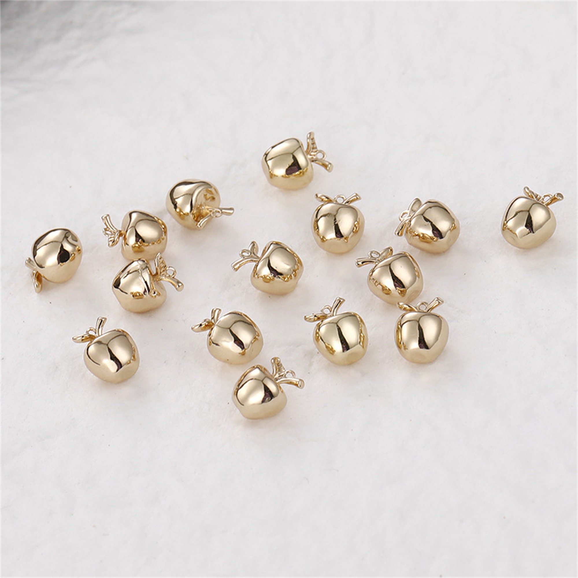 14K Gold Plated Apple Charm Pendant, Sweet Bracelet, Juicy Necklace ...