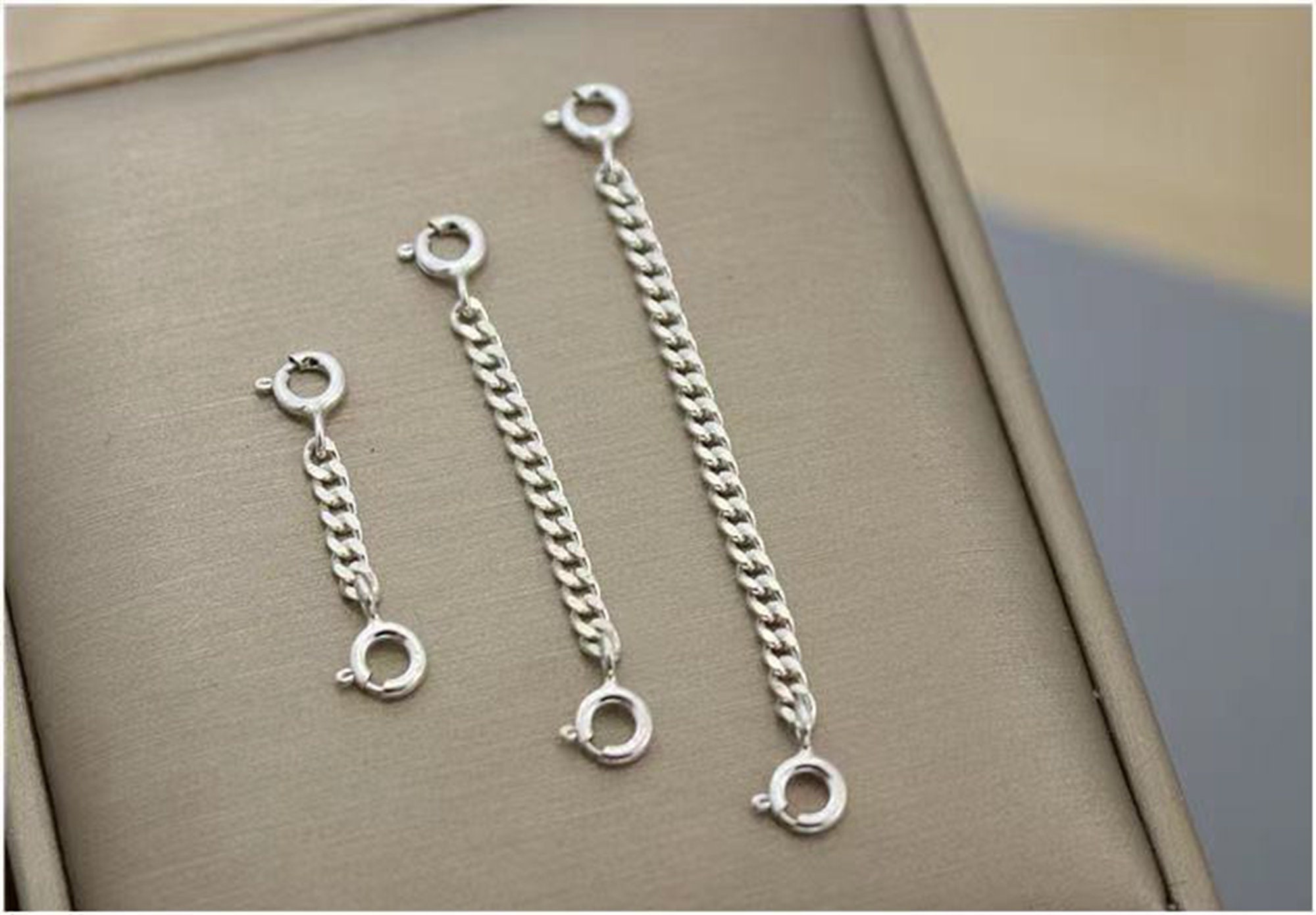 Sterling Silver Curb Chain Extensions With Spring Clasp 925 - Etsy