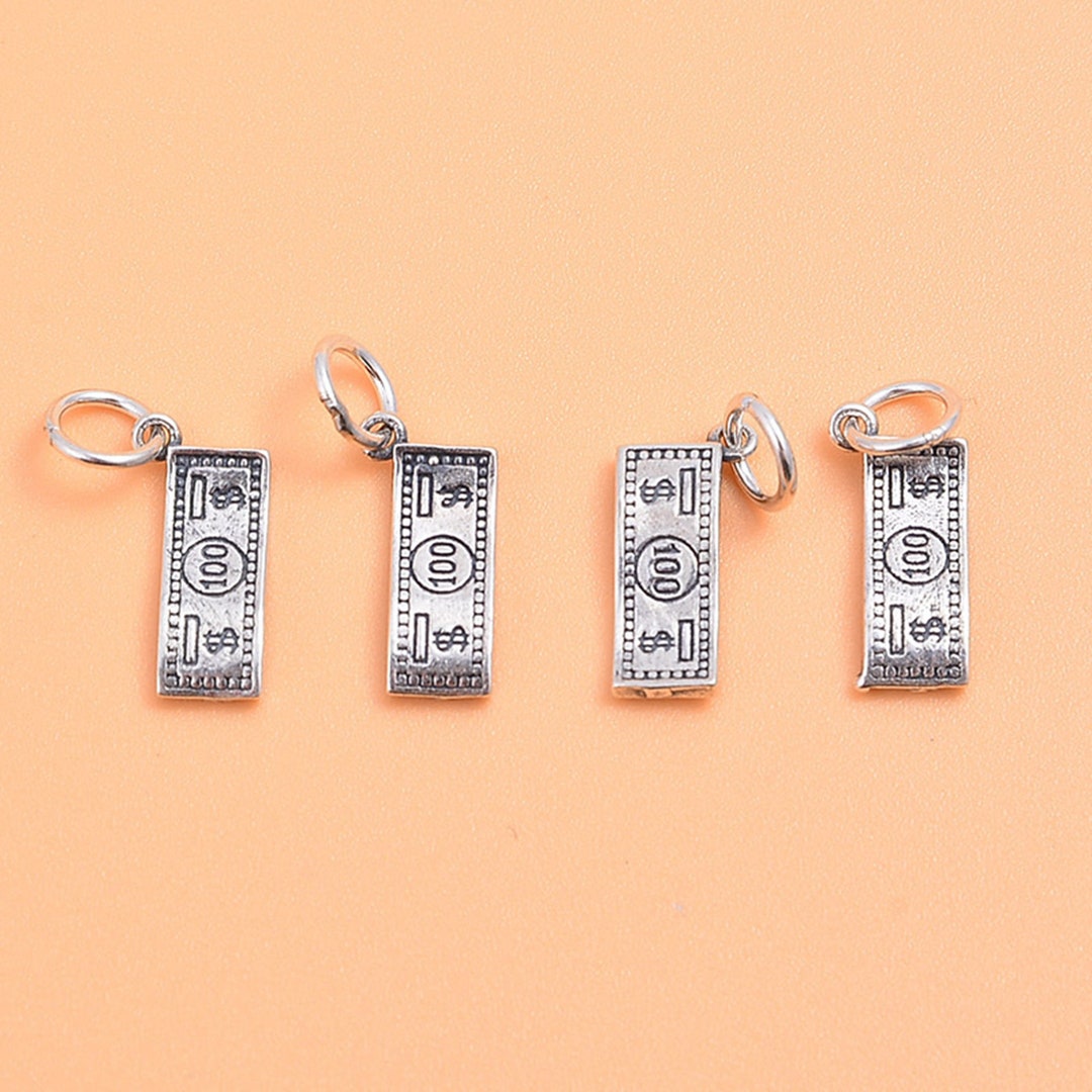 Sterling Silver 100 Bill Charm Pendant, Money Bracelet, Currency ...