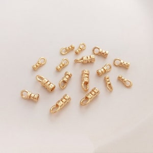 14K Gold Plated Crimp End, Gold End Crimp Bead, Leather Rope End Crimp ...