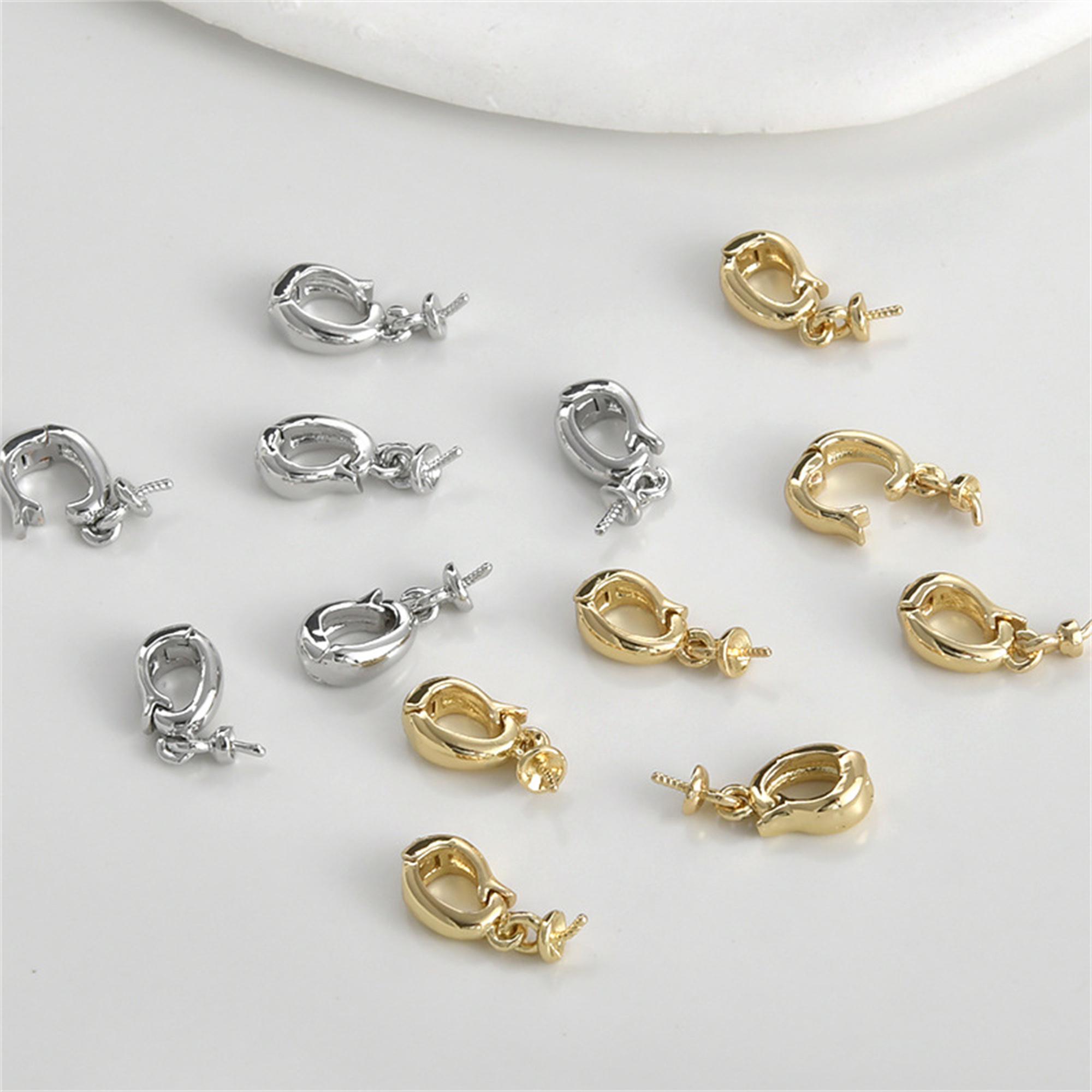 14K Gold Plated Oval Clasps, Push Gate Clasp, Oval Hinged Clasp, Push ...