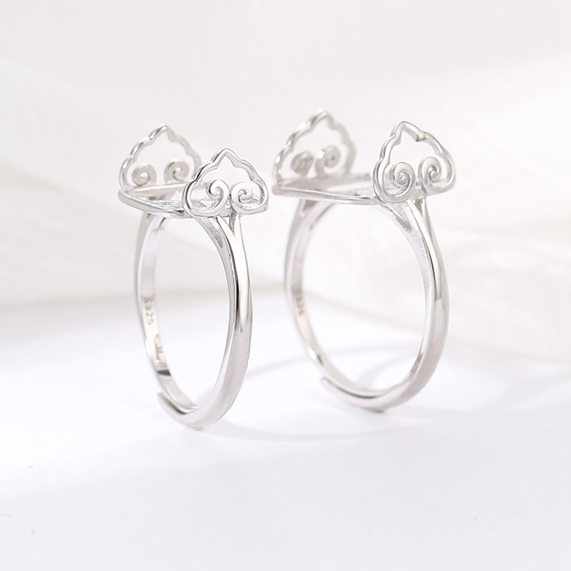 Sterling Silver Ring Setting S925 Silver Cloud Bezel Cup - Etsy