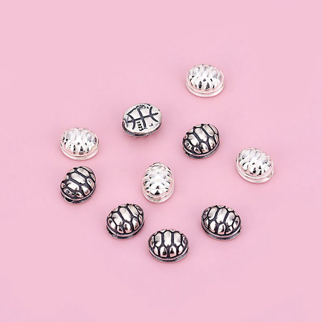 Sterling Silver Turtle Shell Beads, Tortoise Shell Bead, Animal Bead ...