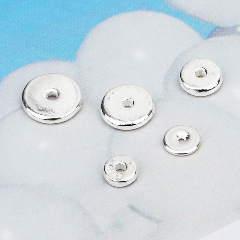 Flat Silver Disc Beads - Etsy UK