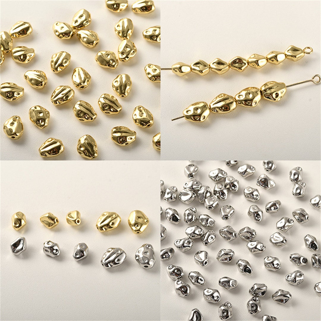 14K Gold Plated Irregular Beads, Concave Bead, Geometric Bead, Boho ...