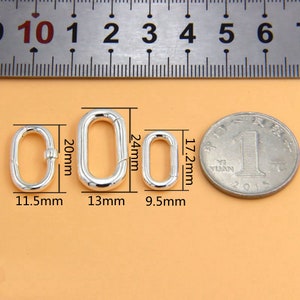 Sterling Silver Oval Clasp, Spring Gate Clasp, Silver Hinged Ring Push ...
