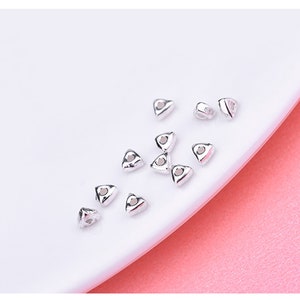 Sterling Silver Triangle Beads, Tiny Bead, Triangular Bead, Geometric ...