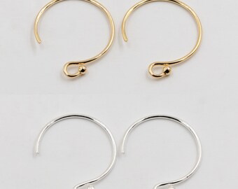 2 Pairs 14K Gold Filled Circle Ear Wires With 3mm Bead, Round Ear Wire ...