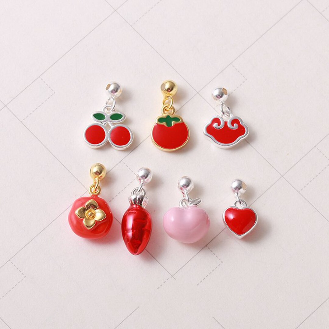 Sterling Silver Enamel Fruit Charm, Ox Rooster Rabbit Charm for ...