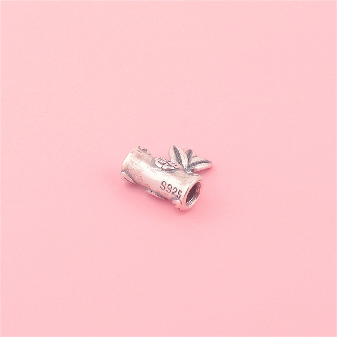 Sterling Silver "fu" Bamboo Leaf Curve Tube Beads, Ethnic Bead ...
