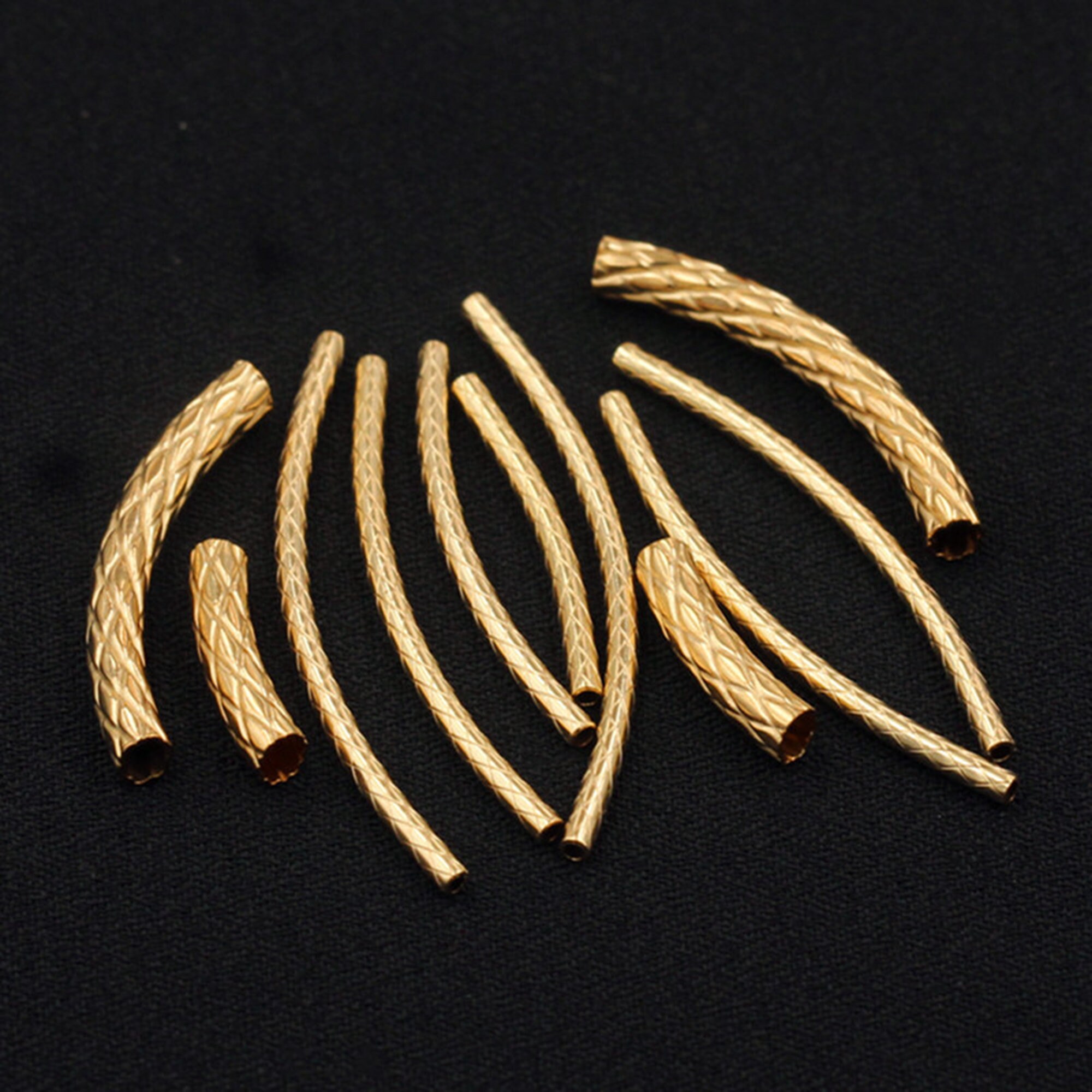 14K Gold Filled Quilted Curve Tubes Gold Filled Curve Tube - Etsy