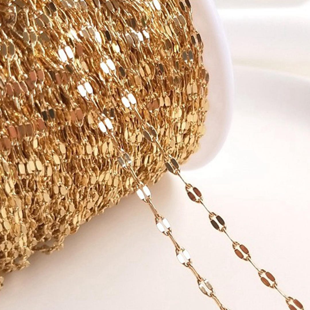 14K Gold Plated Lips Chain, Dapped Chain for Jewelry Making Supplies ...