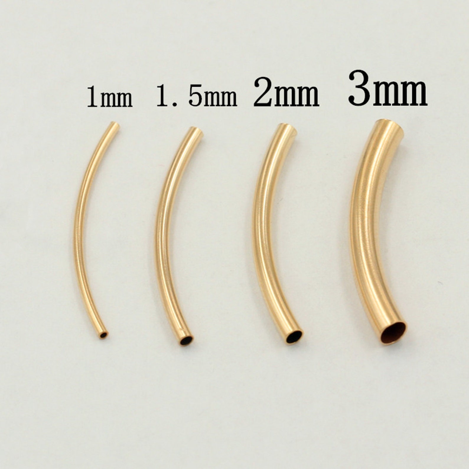 14K Gold Filled Plain Smooth Curve Tubes, Gold Filled Curve Tube Beads ...