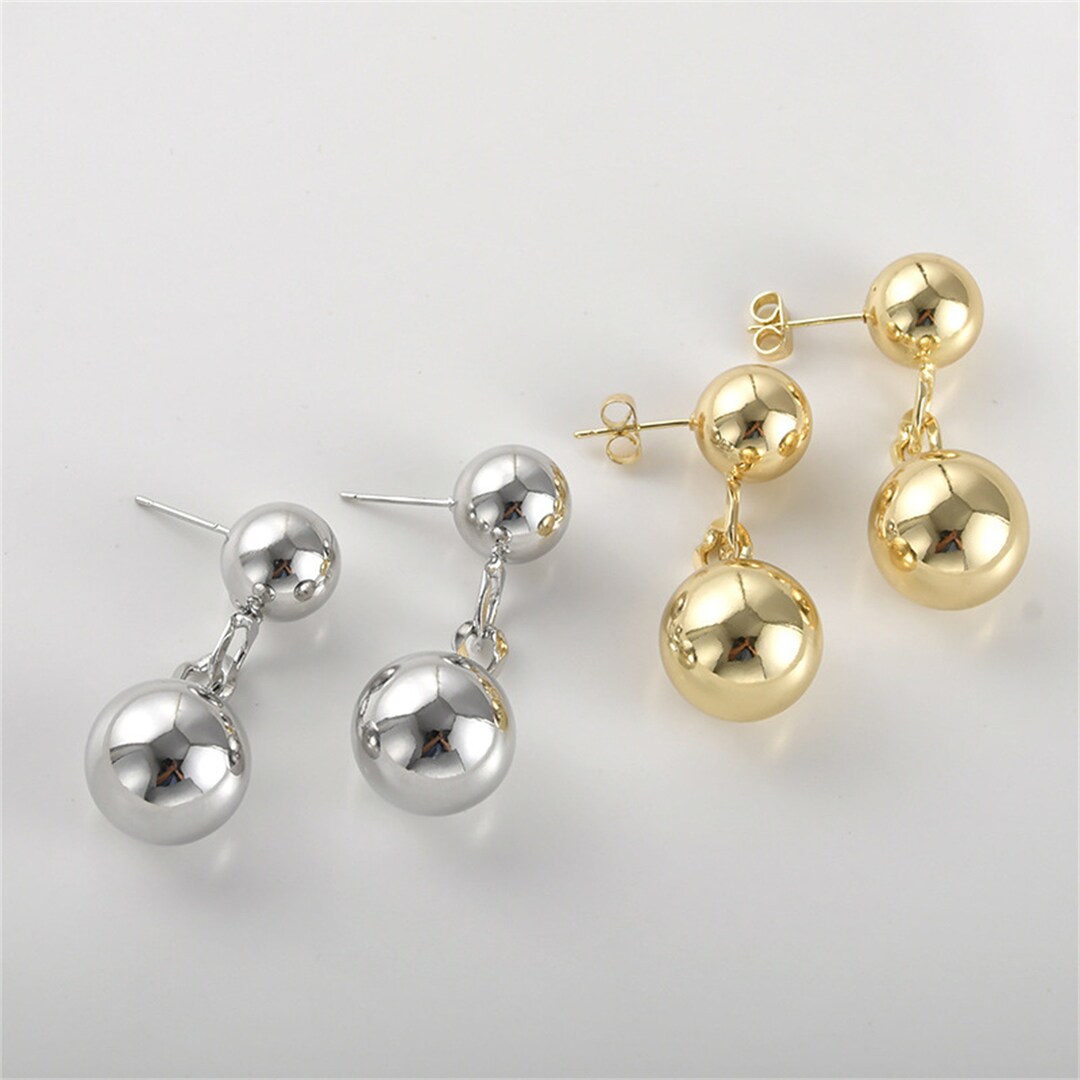 14K Gold Plated Round Ball Earring Post Without Back, Earring Stud With ...