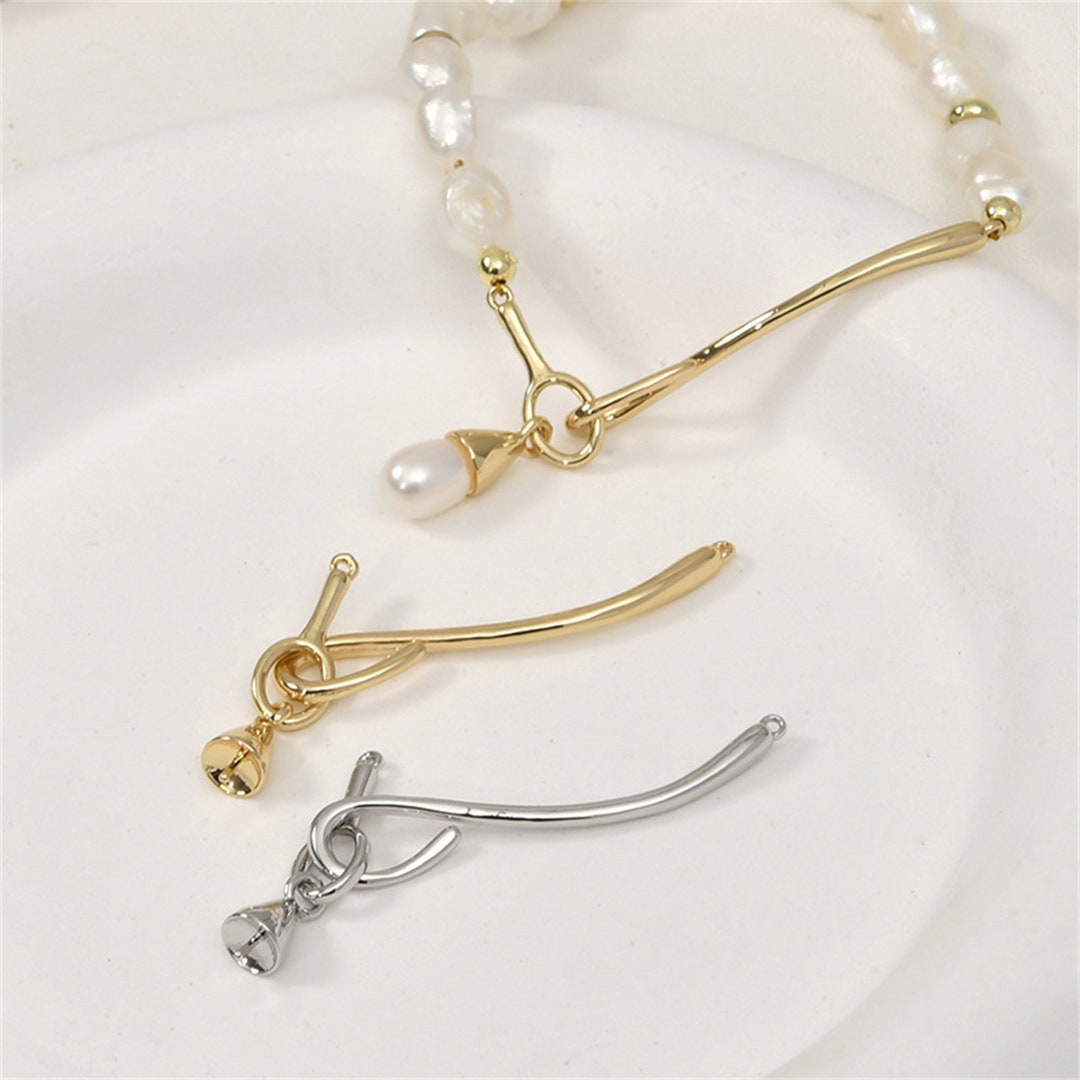 14K Gold Plated Bar Toggle Clasp With Peg Mounts, Gold Tone Stick ...