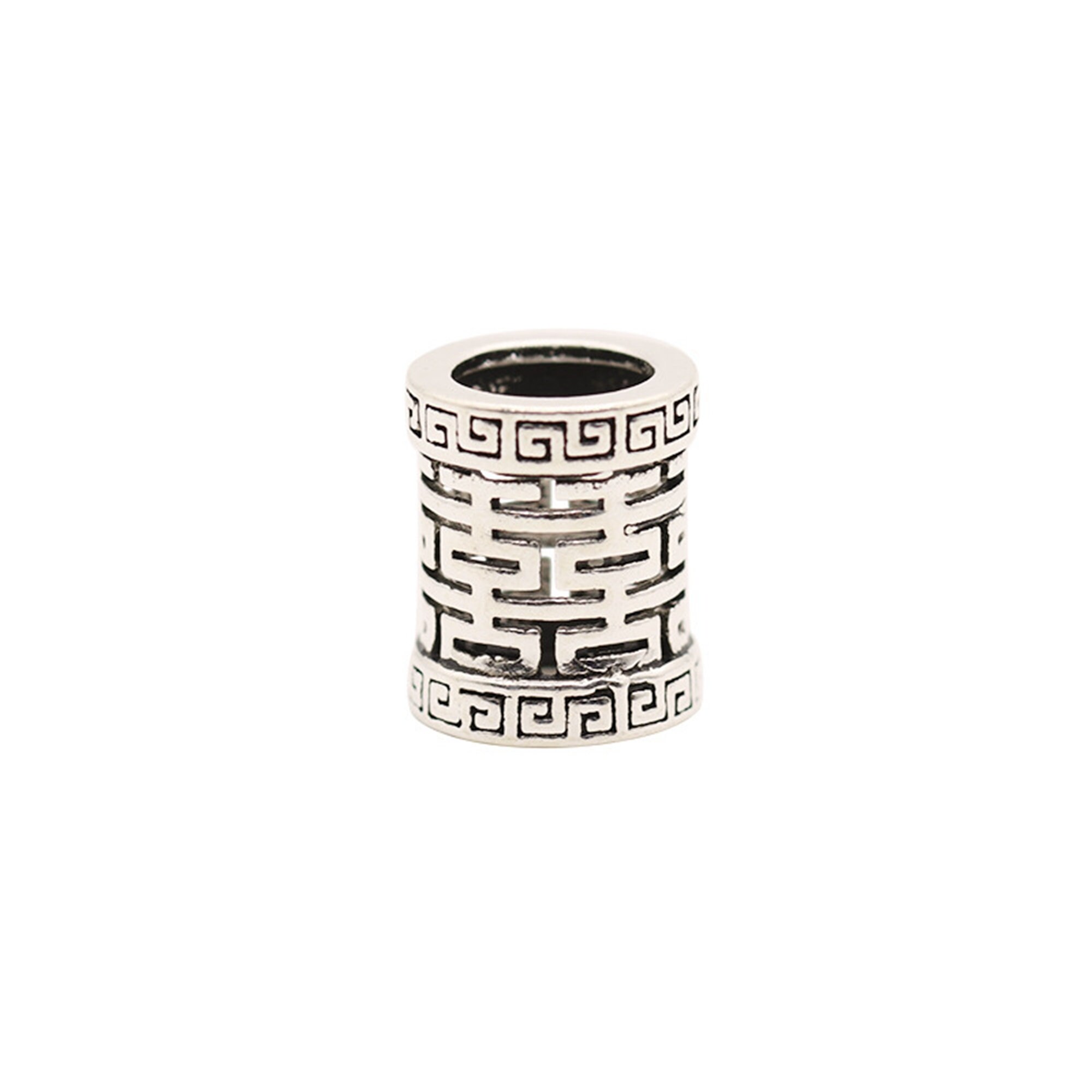 Sterling Silver Greek Key Beads, Double Happiness Bead, Meander Bead ...