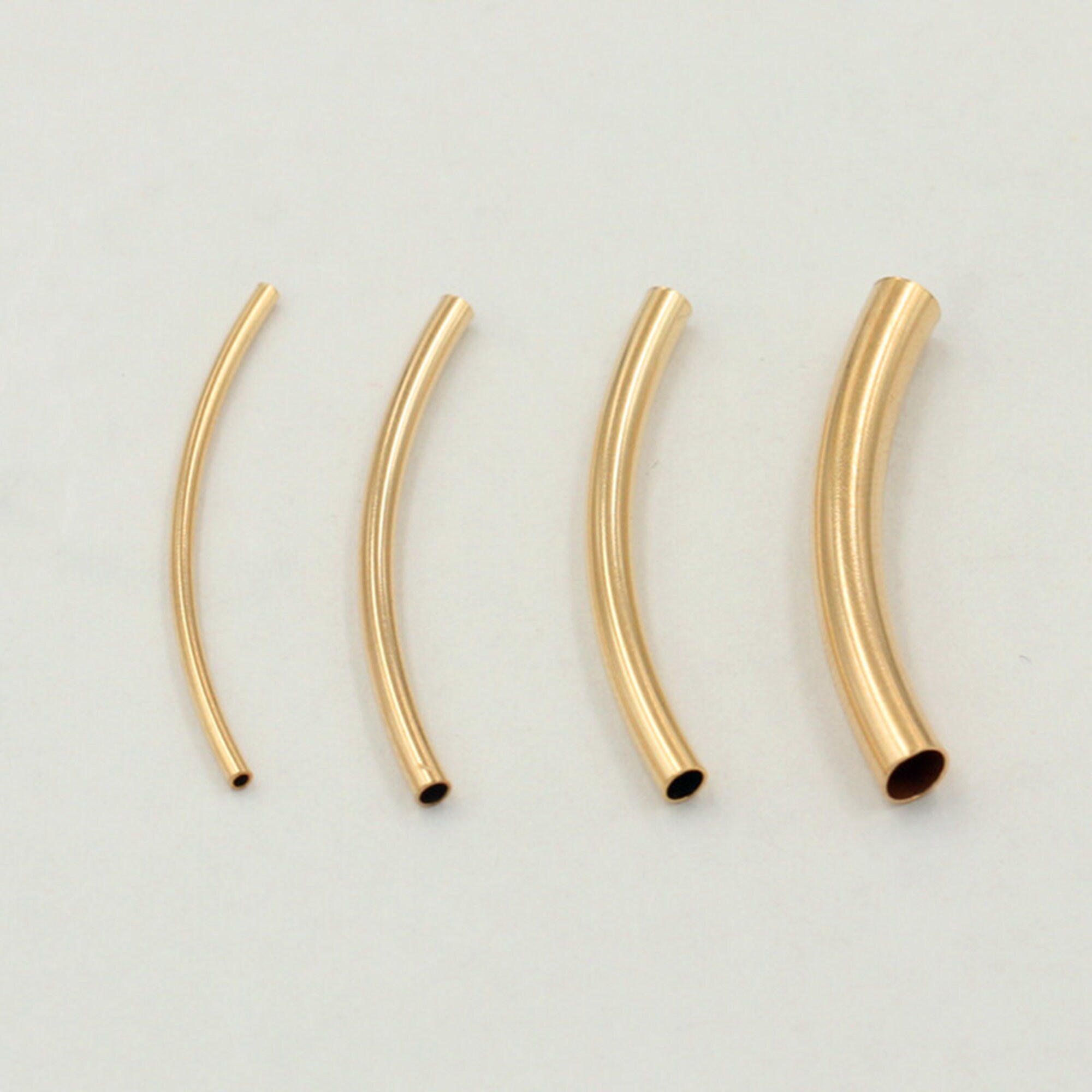 14K Gold Filled Plain Smooth Curve Tubes, Gold Filled Curve Tube Beads ...