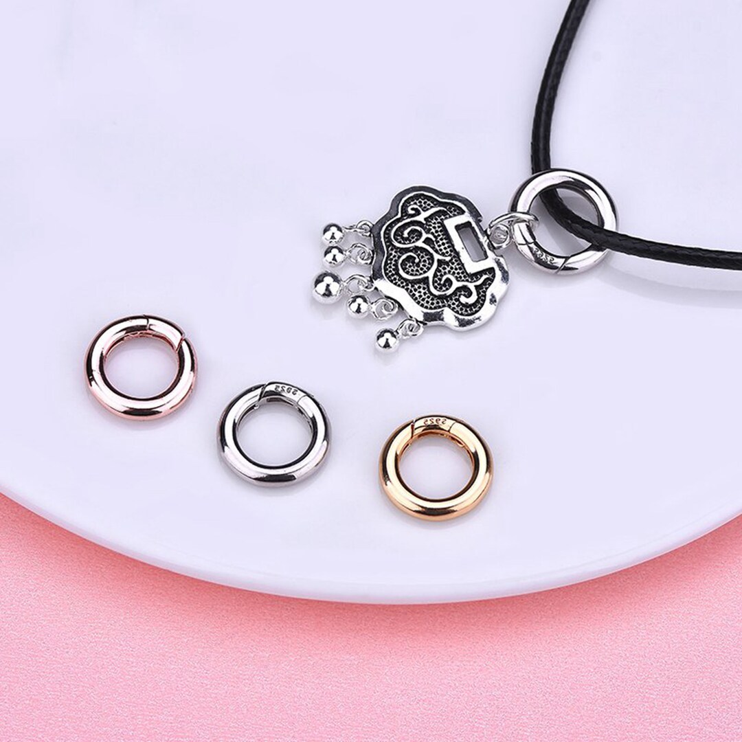 Sterling Silver Circle Clasp, S925 Silver Spring Round Pearl Clasp for ...