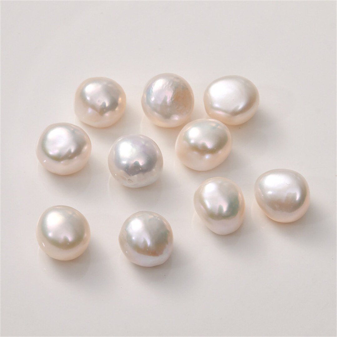 Natural Freshwater Pearl Flat Round Beads (no Hole), White Pearl, Loose ...