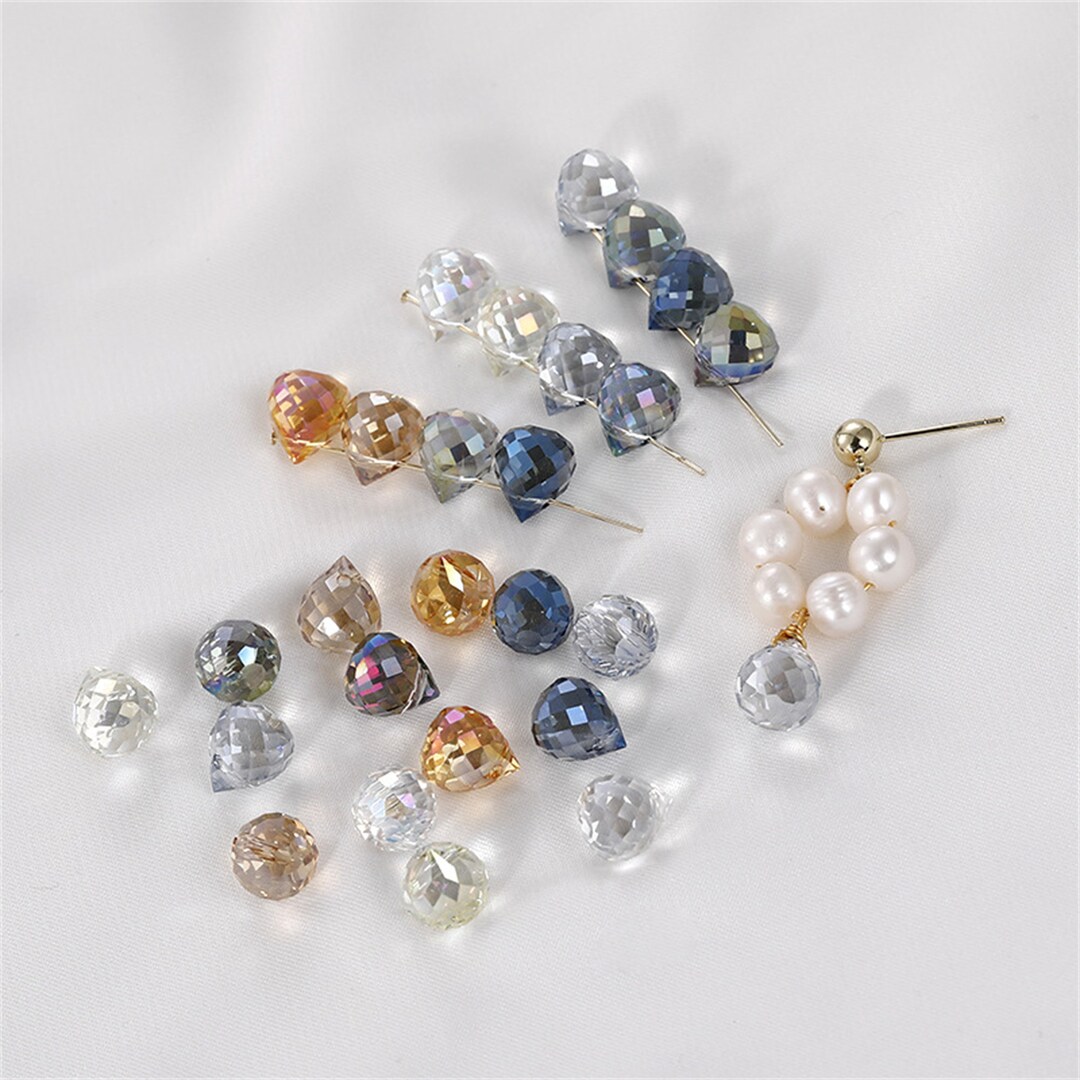 Crystal Glass Clear Faceted Beads Full Strands, Multicolored Water Drop ...