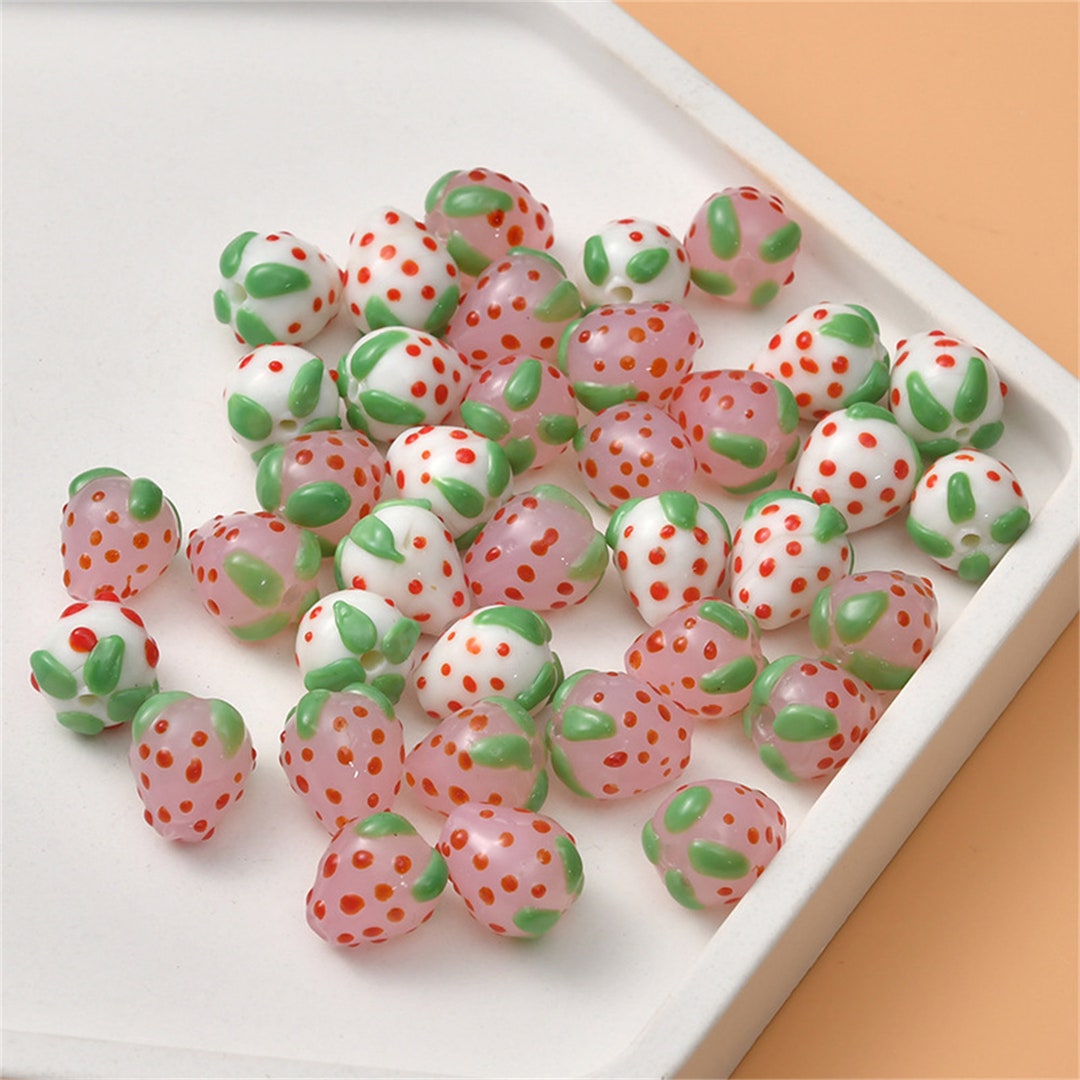 Crystal Glass Strawberry Beads, Colorful Sweet Beads, Crystal Juicy ...