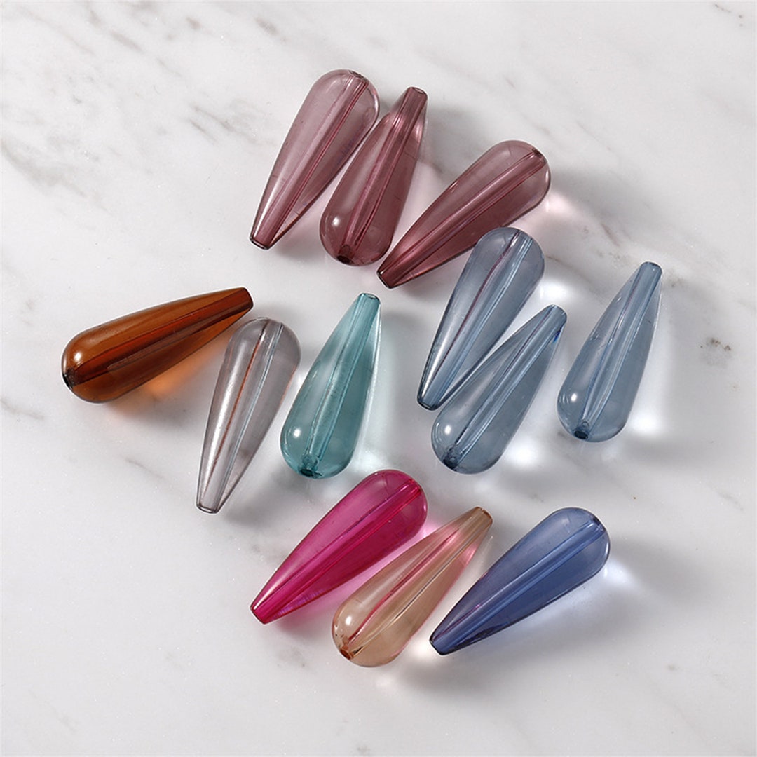 Resin Clear Water Drop Beads, Colorful Plain Oval Beads, Teardrop Beads ...