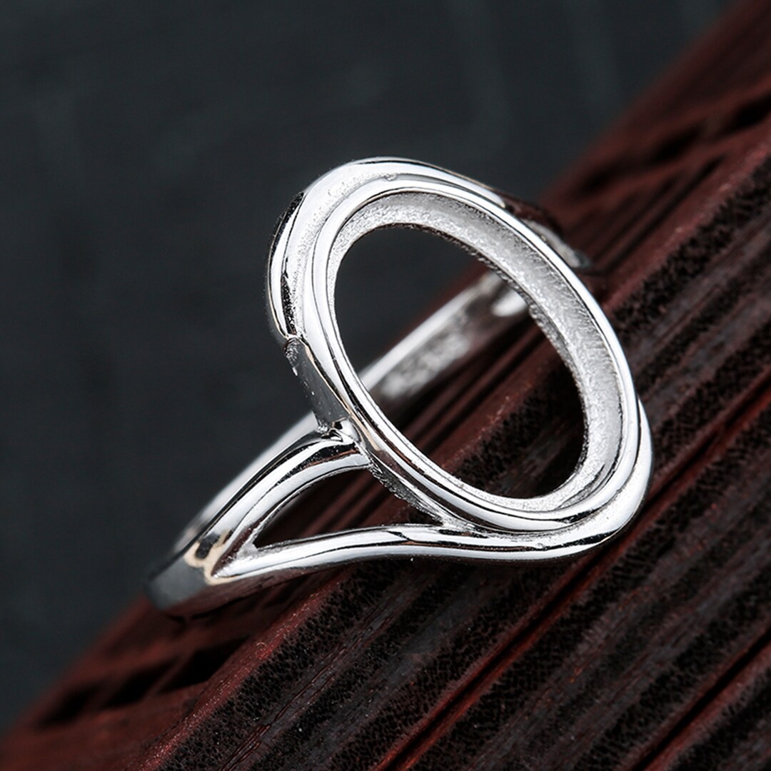 Sterling Silver Ring Setting, S925 Silver Oval Bezel Cup Setting ...
