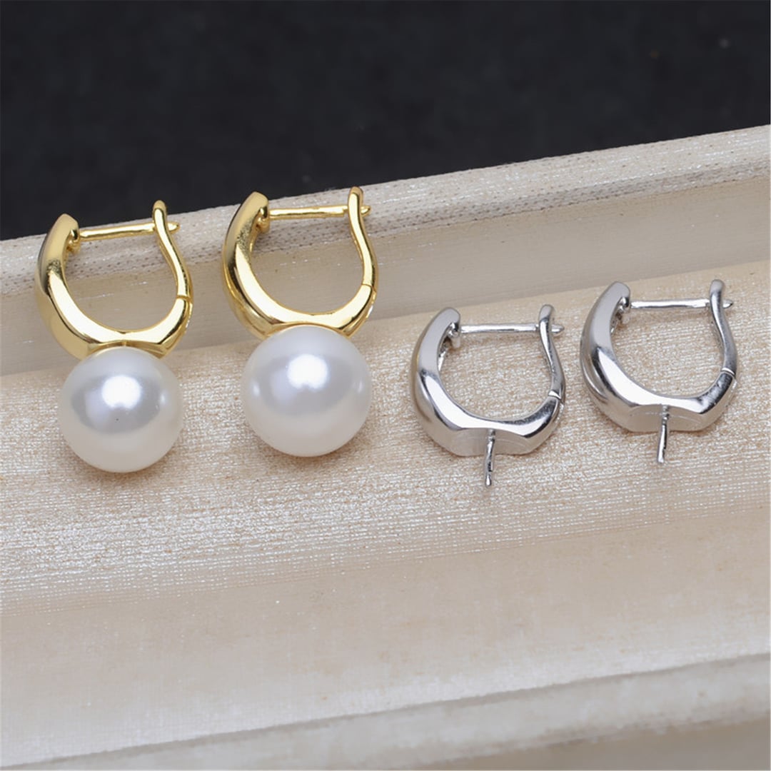 Sterling Silver U Shaped Hoop Earrings Jewelry Setting, Silver U Shaped ...