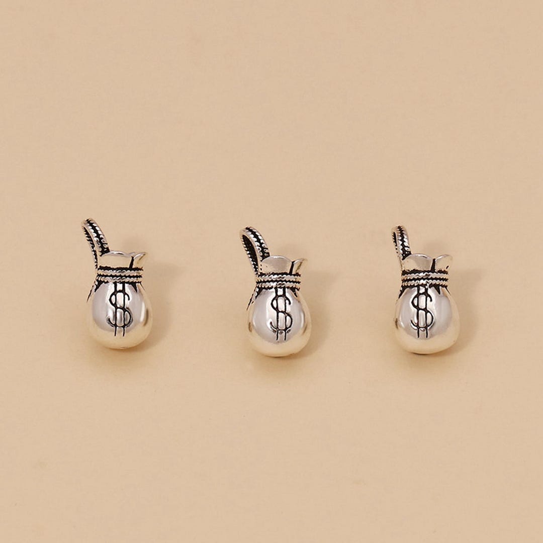 Sterling Silver Money Bag Charm Pendant, Cash Bag Bracelet, Wallet ...