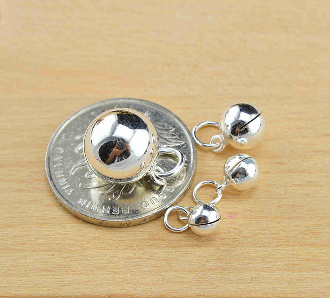 Sterling Silver Bell Charm, S925 Silver Jingle Bell Charm for Jewelry ...