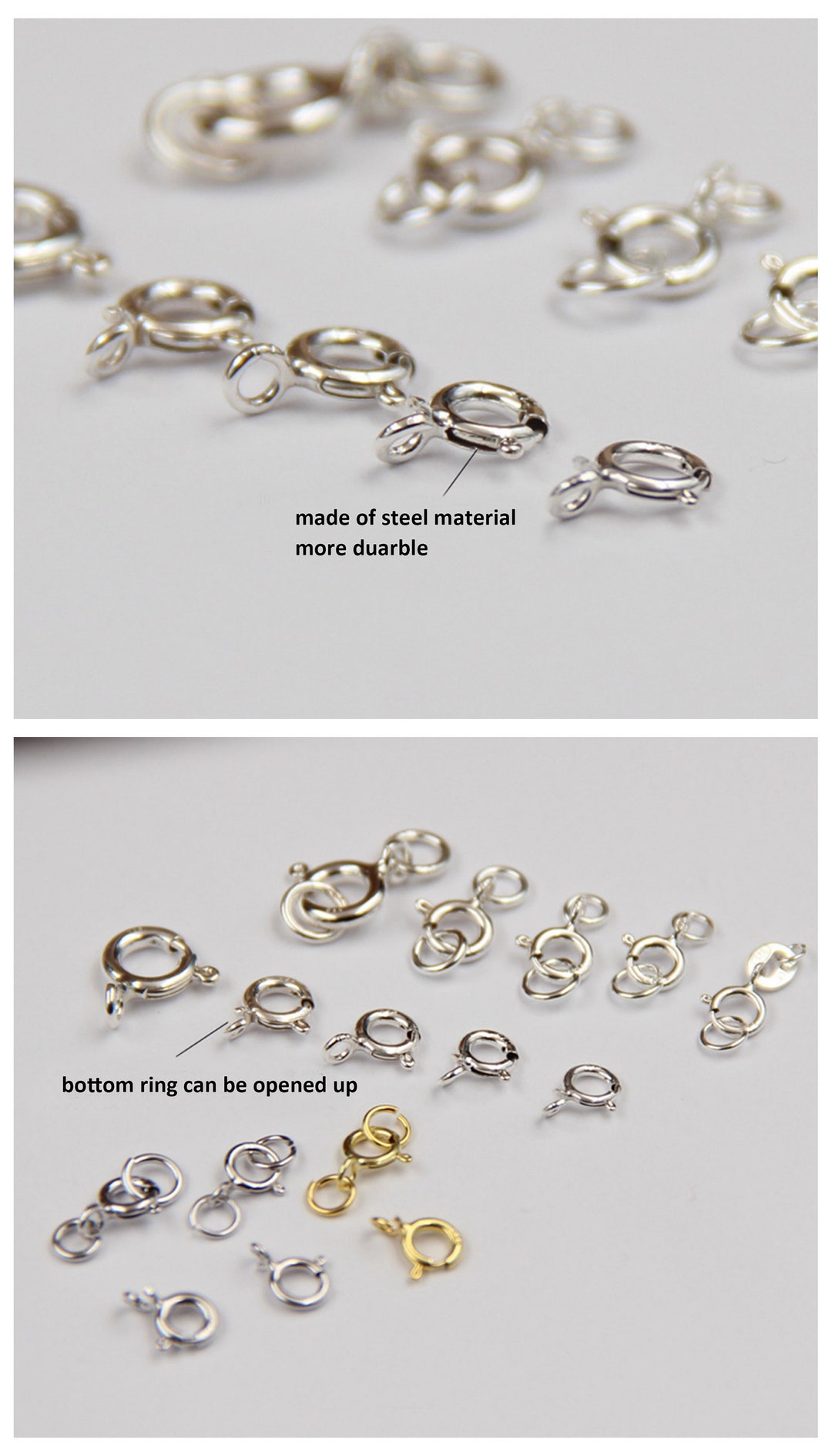 Sterling Silver Spring Rings, S925 Silver Spring Ring Clasp for Jewelry ...