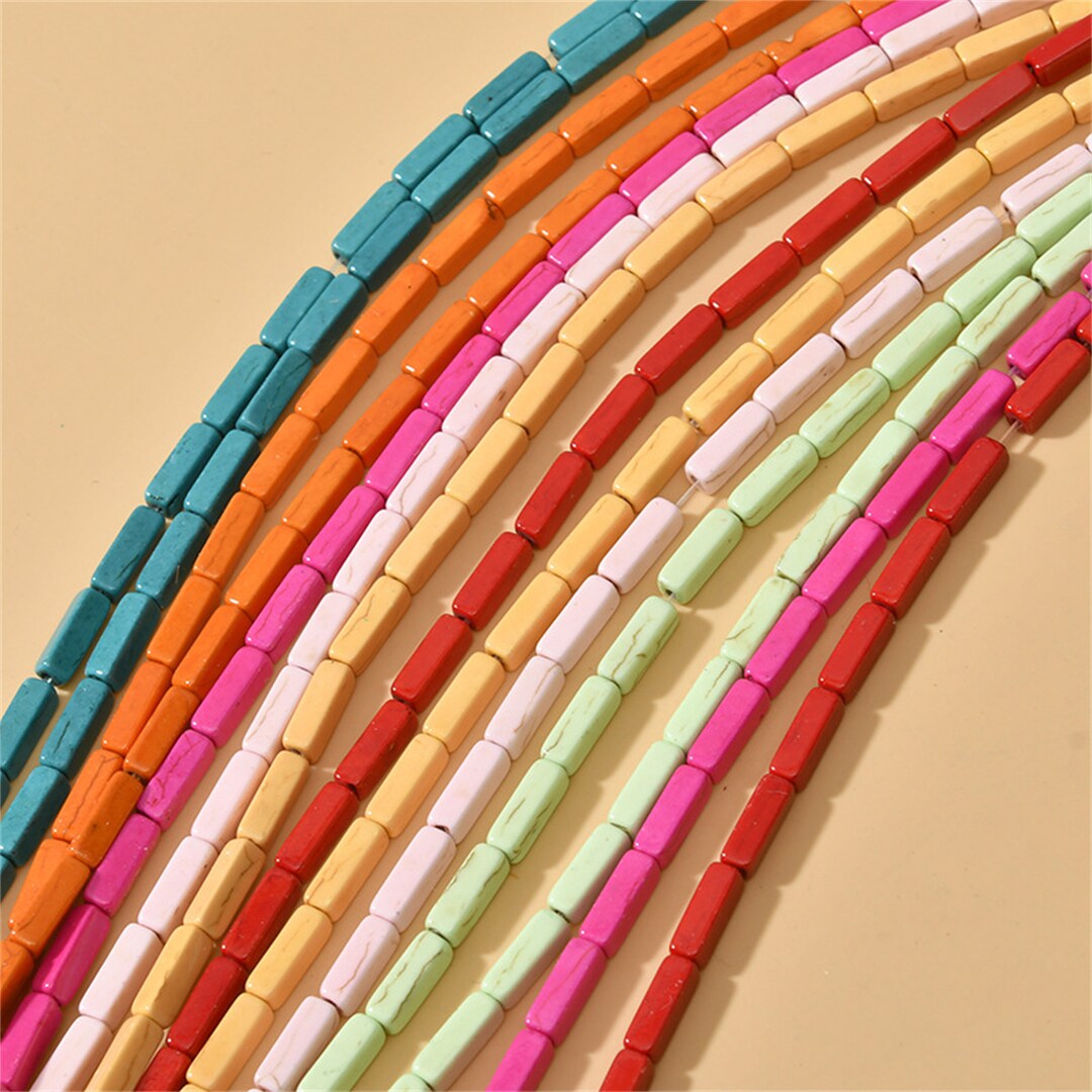 Natural Gemstone Rectangular Beads Full Strands, Multicolored Bead ...