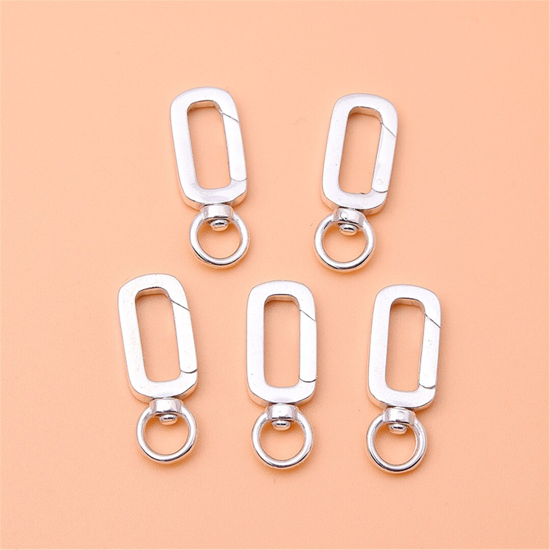 Sterling Silver Rectangle Push Clasps, 925 Silver Rectangular Gate ...