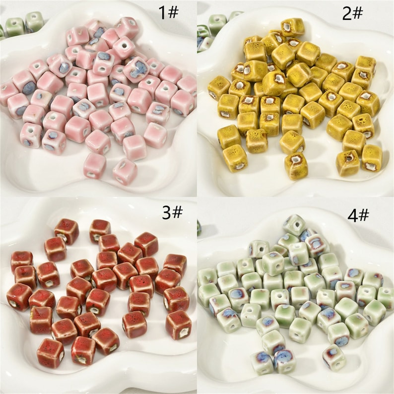 Porcelain Square Beads, Ceramic Block Beads, Colorful Square Ceramic ...